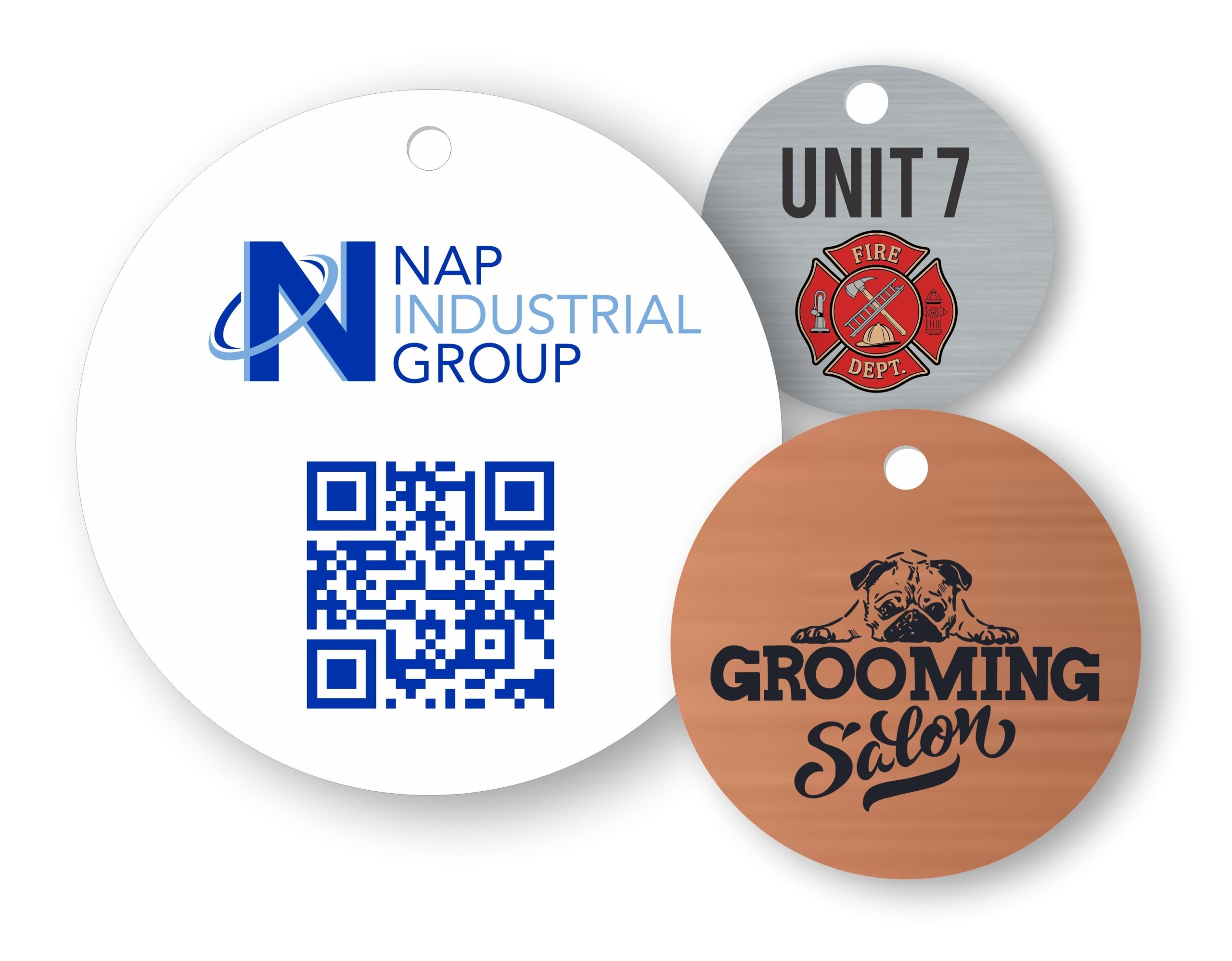 Full-Color UV Printed Aluminum Tags Circle with 3/16" Hole